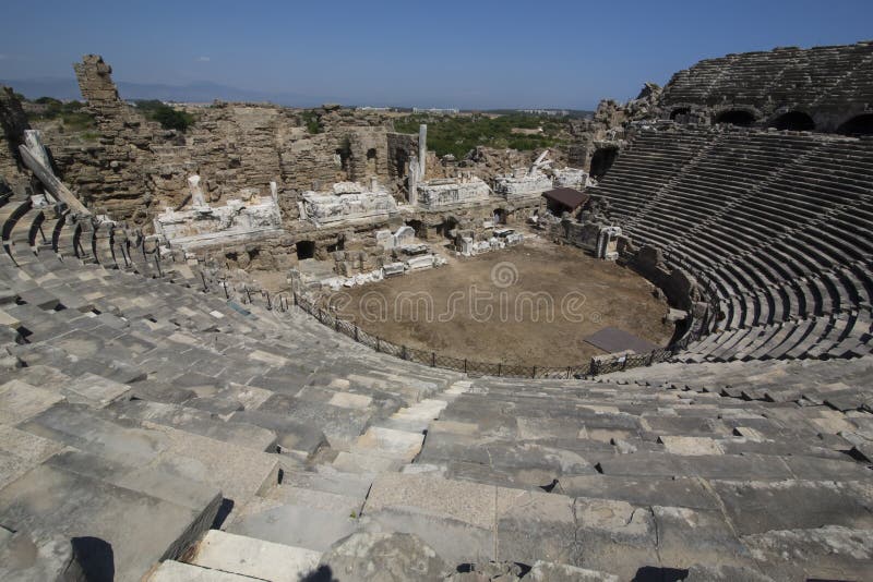 The ruins of ancient Side stock image. Image of audience - 59641943