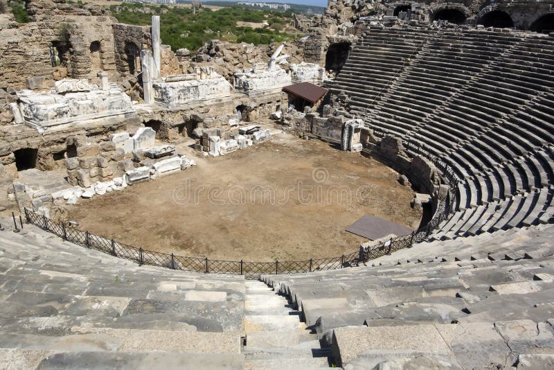 The ruins of ancient Side stock image. Image of greece - 61339335