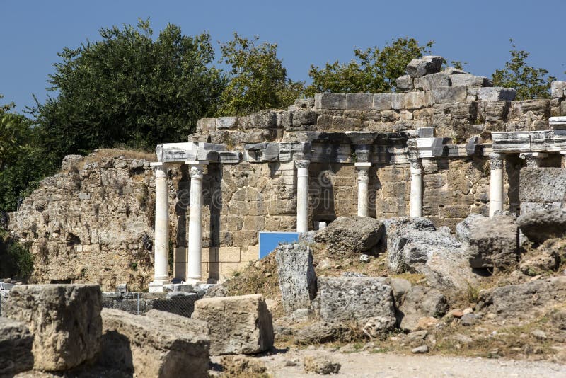 The ruins of ancient Side stock image. Image of archeology - 59642069