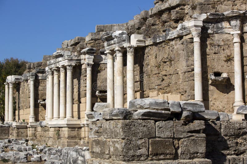 The ruins of ancient Side stock photo. Image of heritage - 78943232