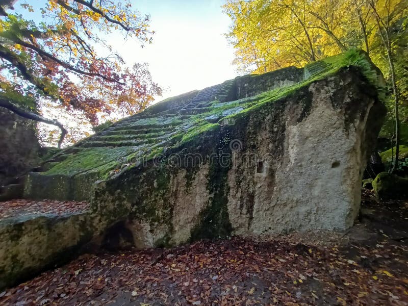 Ruins of Ancient Stone Building Covered with Moss on a Mountain in ...