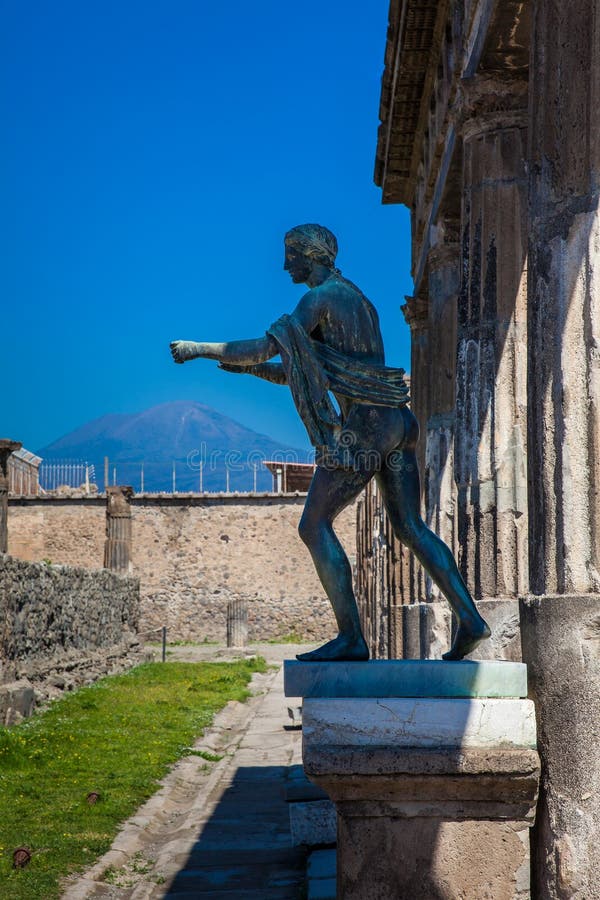 Ruins of the Ancient Temple of Apollo with Bronze Apollo Statue in ...