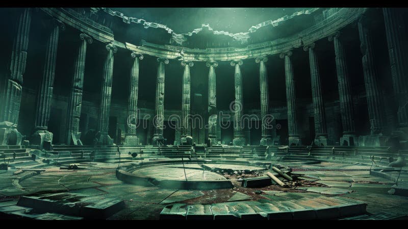The Ruins of an Ancient Temple Stand in a Dark and Mysterious Setting ...