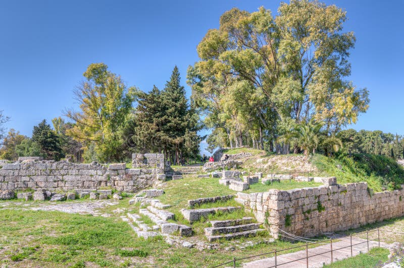 The Ruins of the Ancient Walls Inside the Neapolis Archaeological Stock ...