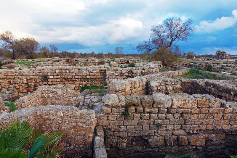 Ruins of Antique Harbor, Caesarea Maritima Stock Image - Image of coast ...