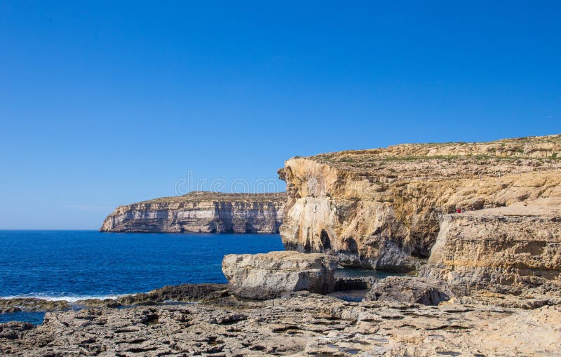 Ruins of Azure Window, Gozo, Malta Stock Image - Image of rock ...