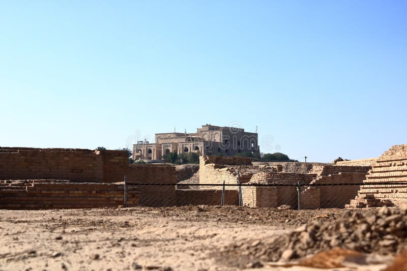 Ruins of Babylon and Palace of Saddam Hussein. Babylon, Iraq Stock ...