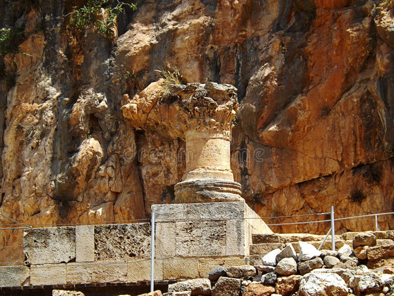 Ruins of Banias Temples, the Sanctuary of Pan in Israel Stock Image ...