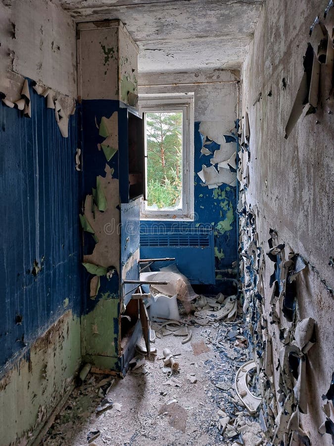 Ruins of Bathroom with Paint Falling Off the Walls Stock Image - Image ...