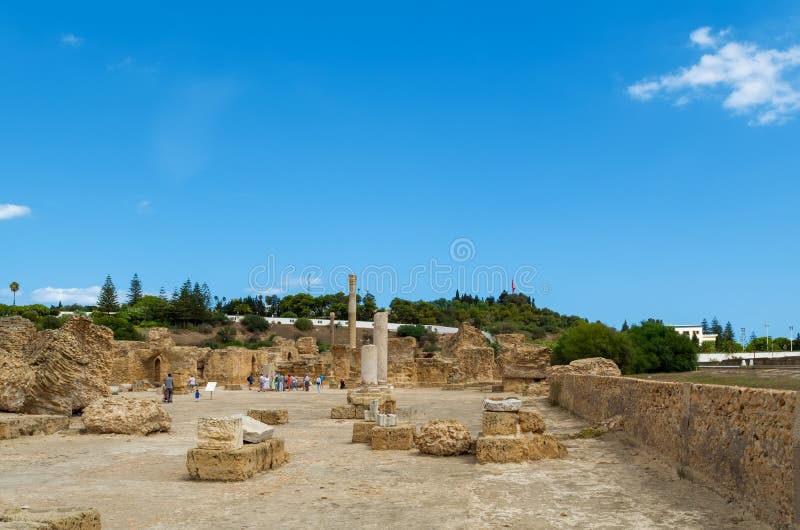 Ruins of the Baths of Anthony in Carthage, Tour Group in the Background ...