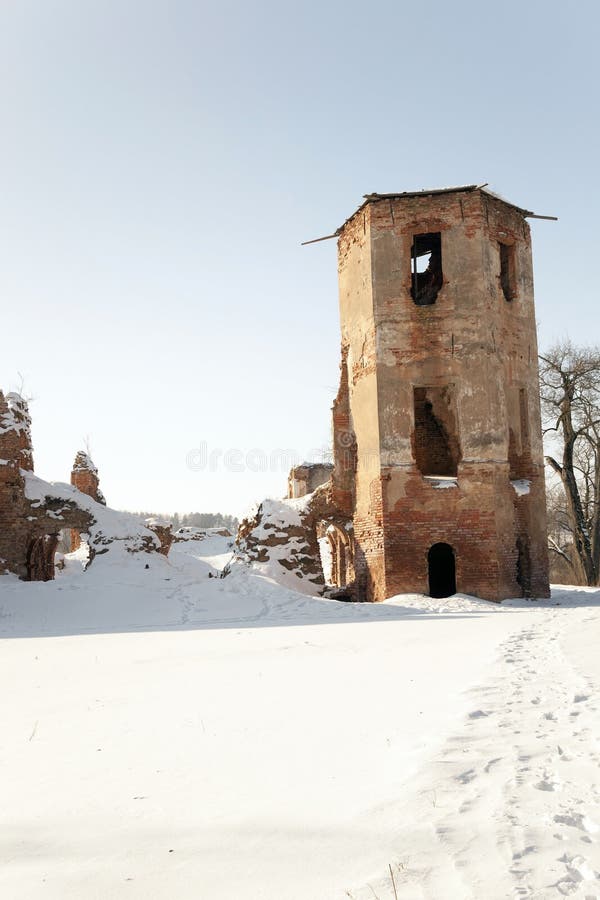 Ruins Belarus. Winter stock photo. Image of built, place - 68947452