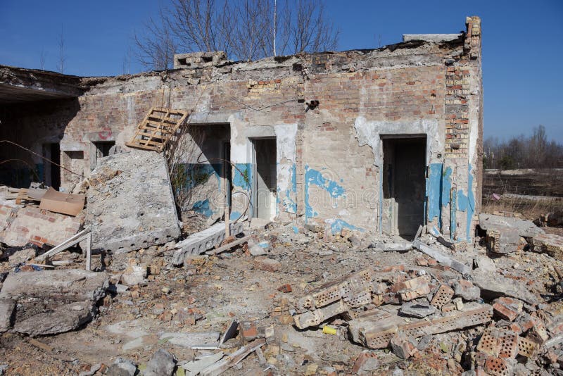 Ruins of the Brick Building Stock Image - Image of disruption, material ...