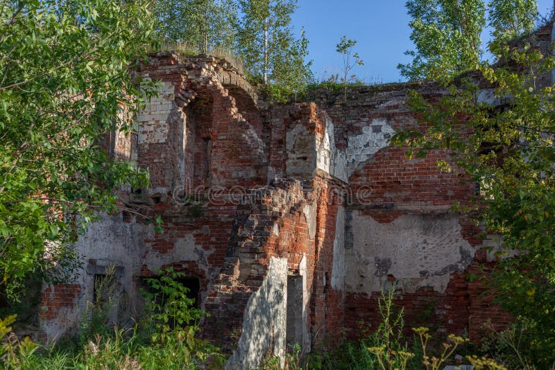 Ruins of brick building stock photo. Image of summer - 158380636
