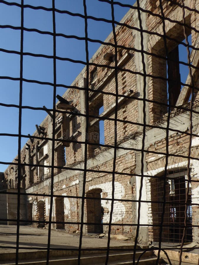 Broken Windows on the Building Damaged by Fire Stock Photo - Image of ...