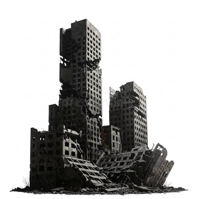 The Ruins of a Building with Broken Windows Stock Illustration ...