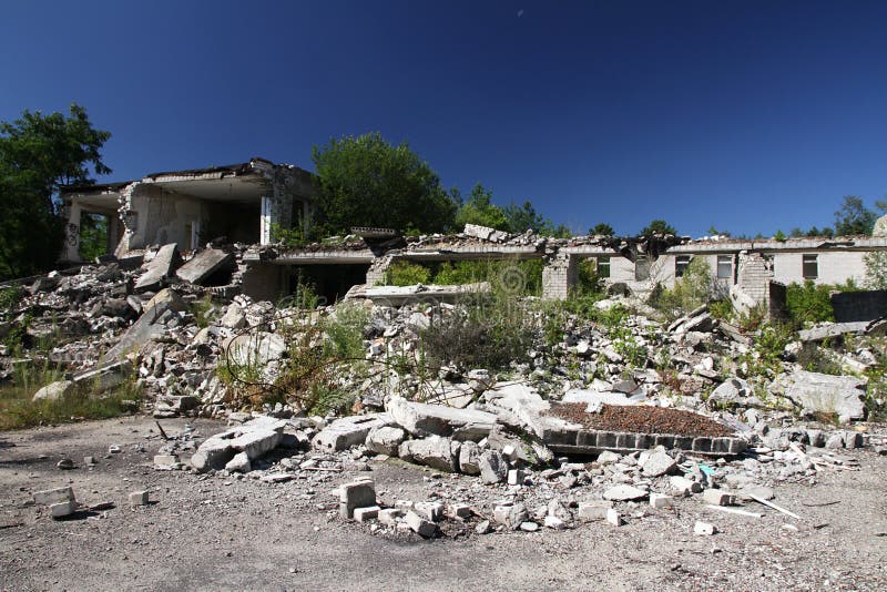 The ruins of a building stock photo. Image of debris - 80718476