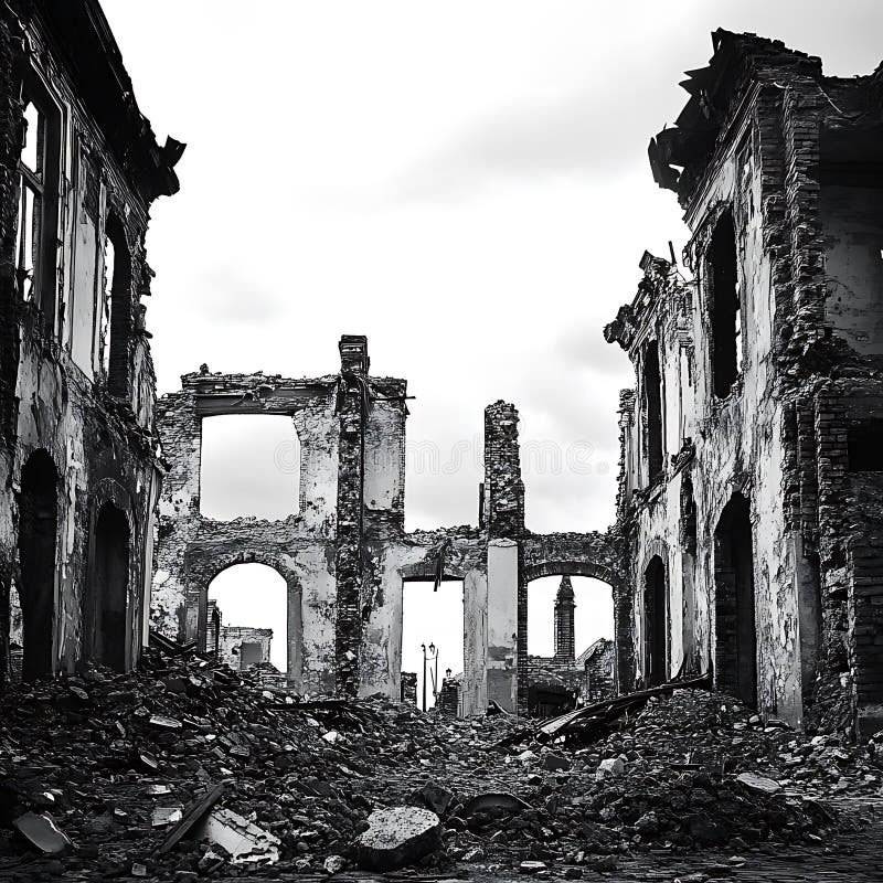 Ruins of a Building after a Disaster Stock Illustration - Illustration ...