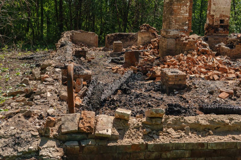 Ruins of the Building after the Fire Stock Image - Image of destruction ...