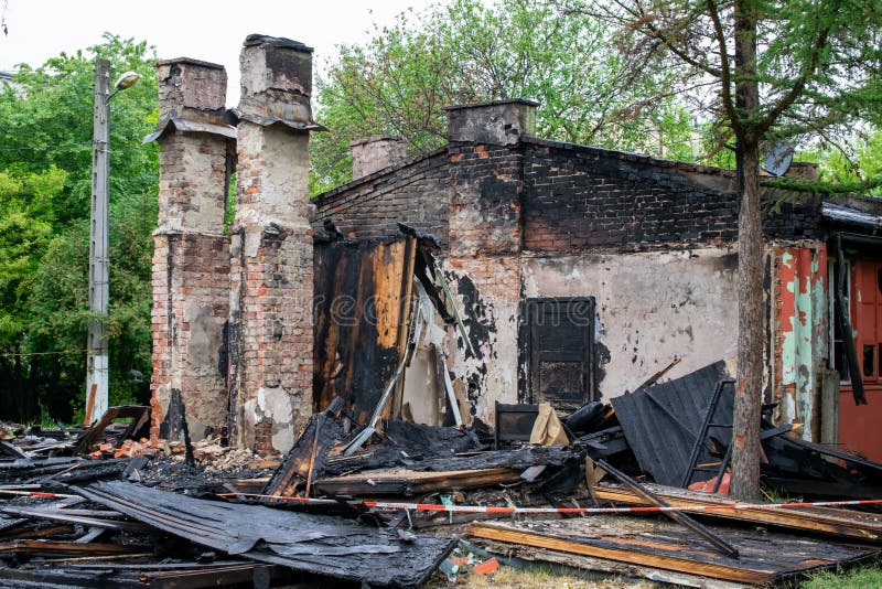 Ruins of a Building after a Fire Stock Image - Image of burnt, brick ...