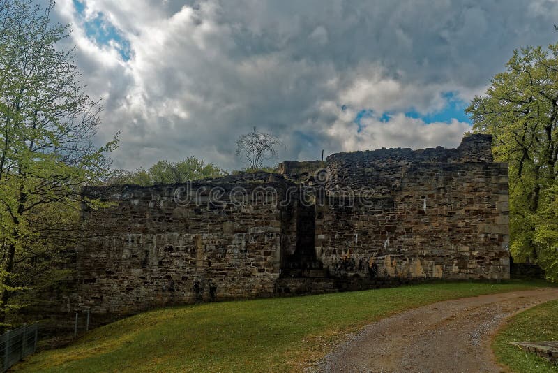 Ruins of a Castle Keep, Entrance Stock Image - Image of isenburg ...