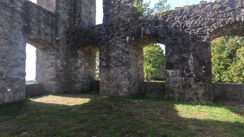 Ruins of a Castle Lovingly Restored with Masonry Visible Stock Video ...
