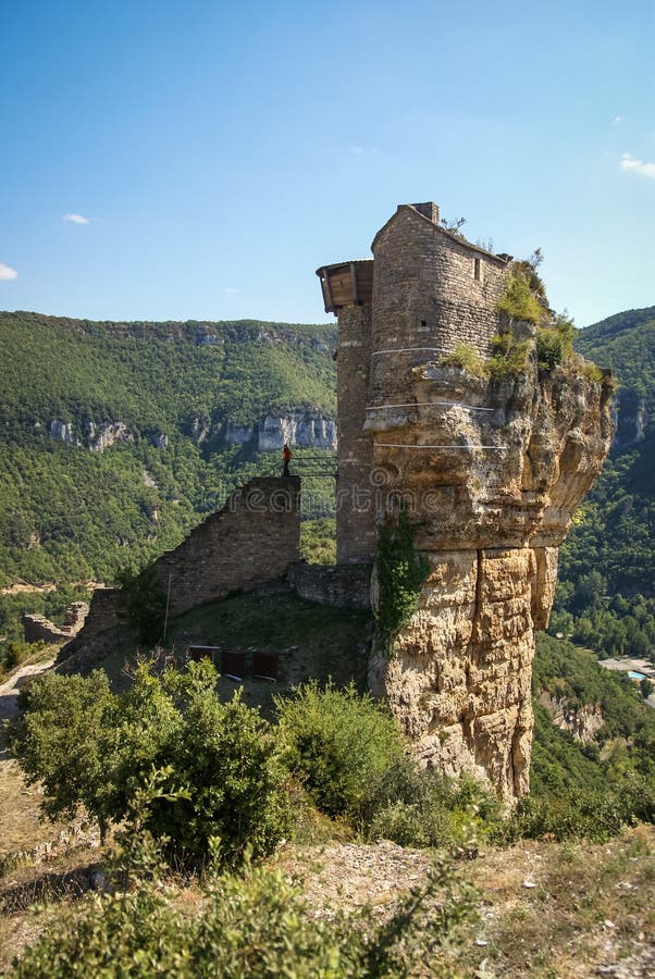 Ruins of a Castle, Tarn Gorge, France Stock Image - Image of western ...