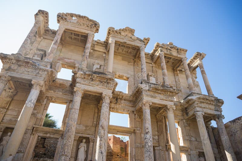 The Ruins of Celsus Library in Ephesus Stock Photo - Image of attack ...