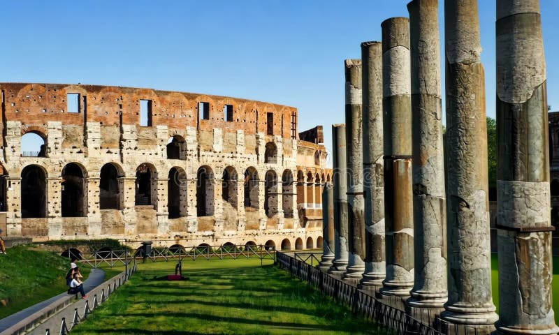 Ruins of Coliseum Drone Camera Fly Over the Sight. 4K Stock Footage ...