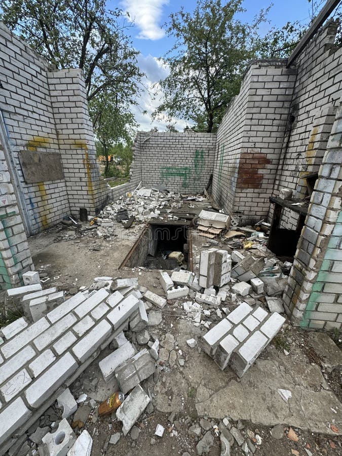 Ruins of a Collapsed Brick Structure with Underground Cellar Stock ...