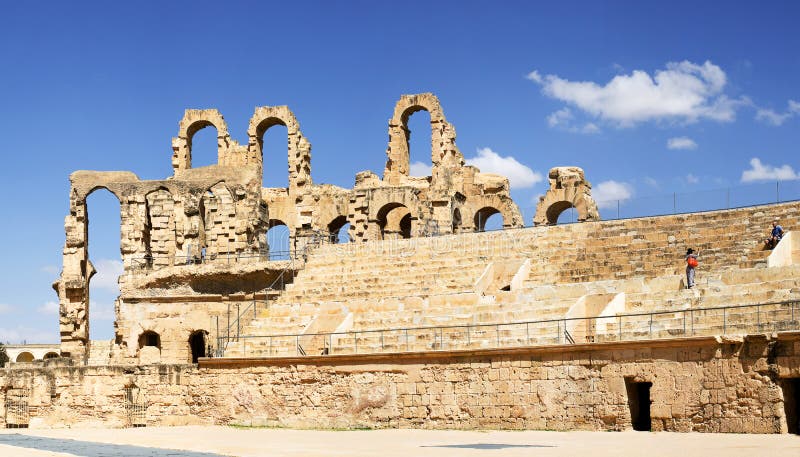The Ruins of the Colosseum in El Jem Stock Image - Image of history ...