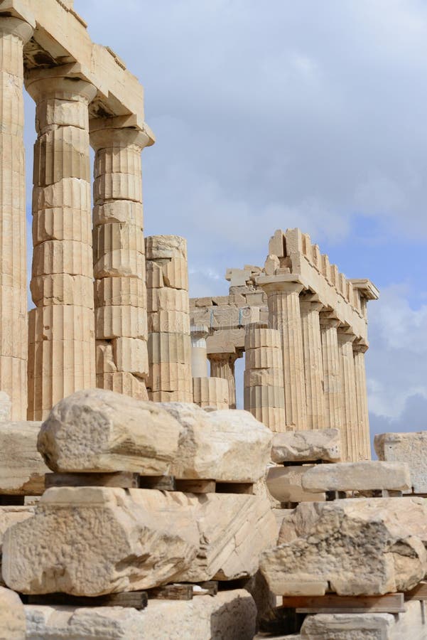 Ruins and Columns of Athens Acropolis Stock Image - Image of olympus ...