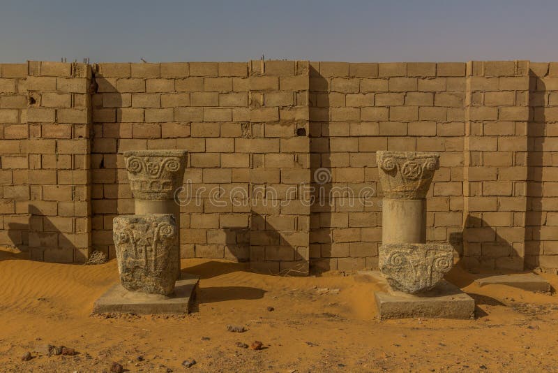 Ruins of the Columns in the Old Dongola Deserted Town, Sud Stock Image ...