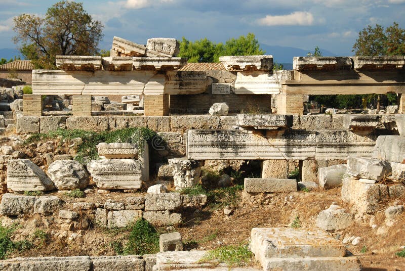 Ruins in Corinth, Greece - Archaeology Background Stock Image - Image ...