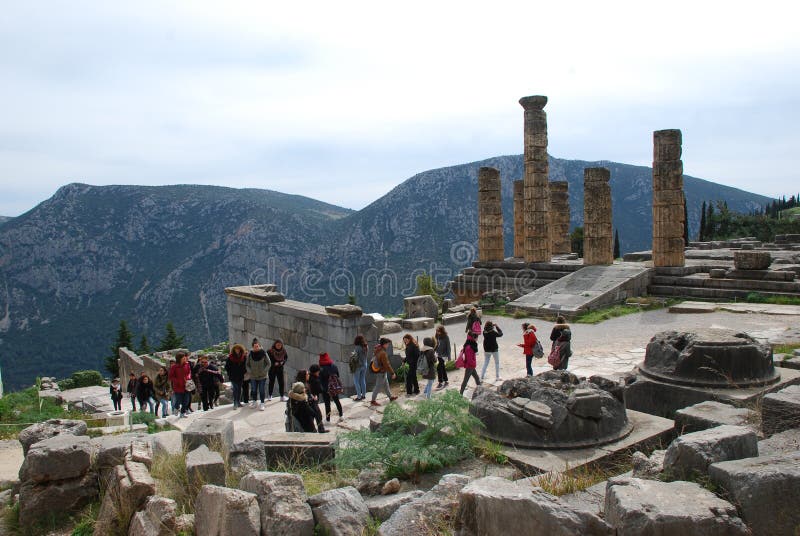 Ruins of Delphi in Greece Looking into the Mountains Editorial ...