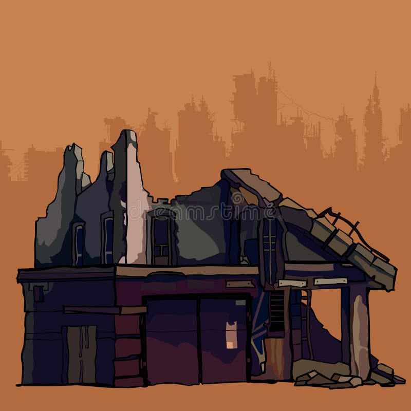 The Remains of a Destroyed Industrial Building, with Broken Windows and ...