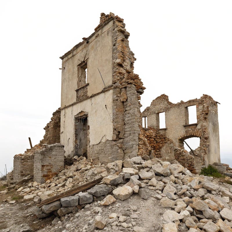 Ruins of Destruction Isolated on White Background Stock Illustration ...