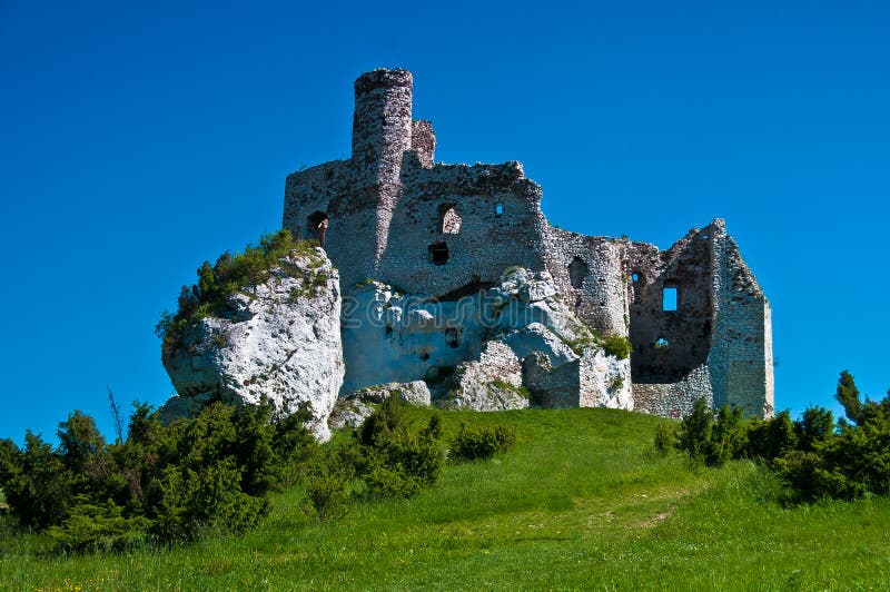 Ruins of Eagle Nest Castle in Mirow, Poland Stock Image - Image of ruin ...