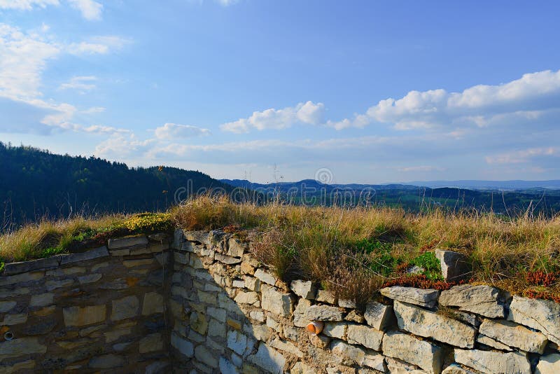 Ruins of Fortification Bulwark. Medieval Rampart Stock Image - Image of ...