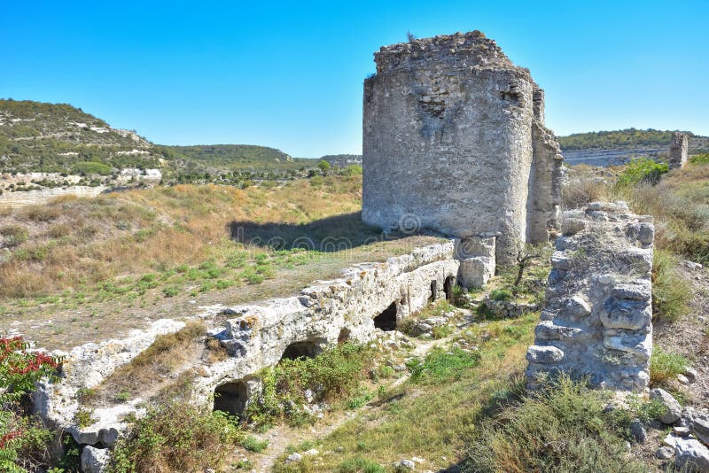 Ruins of a Fortress on a Hill, an Ancient Building Stock Image - Image ...