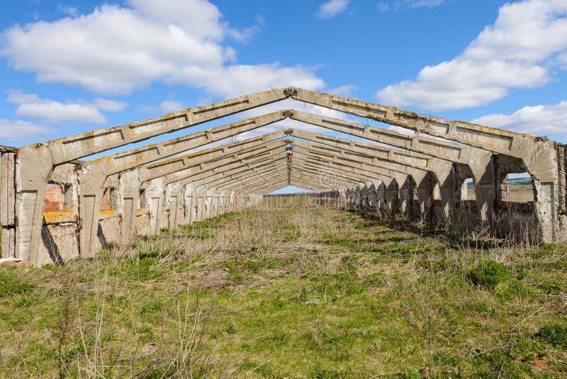 Ruins and Frame of an Old Concrete Structure on Day Stock Image - Image ...
