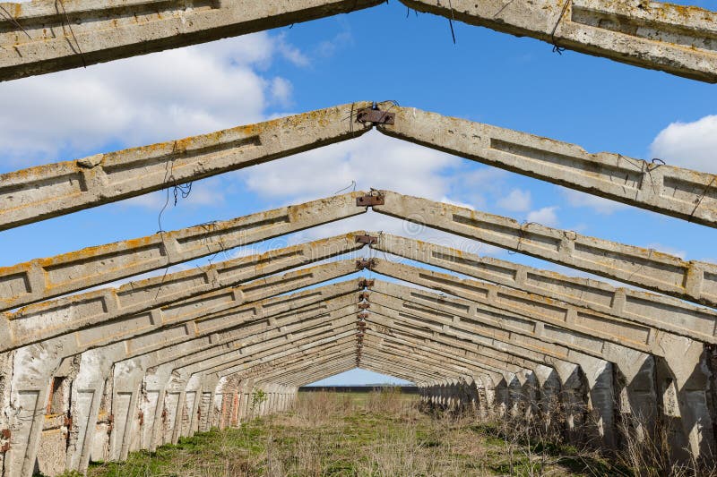 Ruins and Frame of an Old Concrete Structure on a Day Stock Image ...