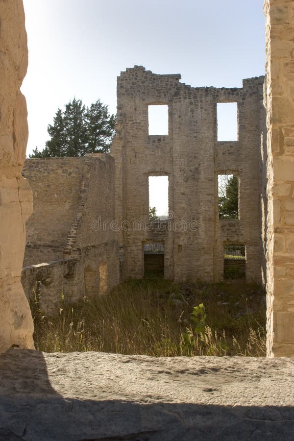 Ruins framed in a window. stock image. Image of hilly, fireplace - 39613