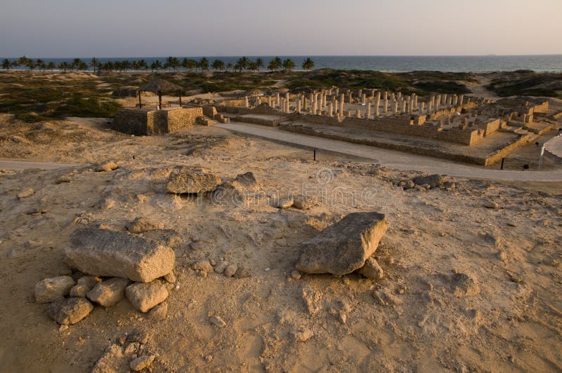 Ruins of Grand Mosque at Al Balid Stock Photo - Image of ruins ...