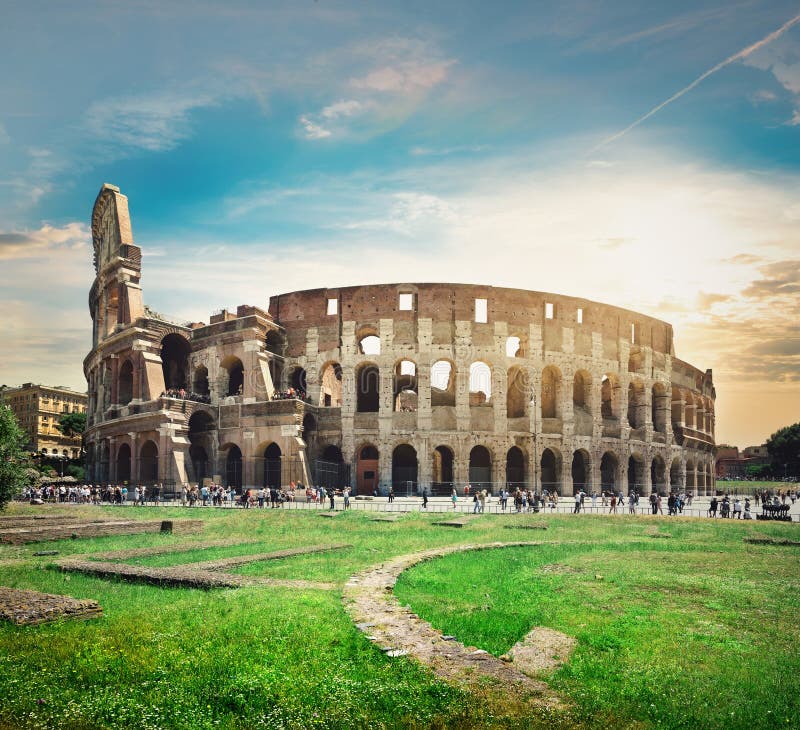 Ruins of great colosseum editorial stock image. Image of brick - 169870784