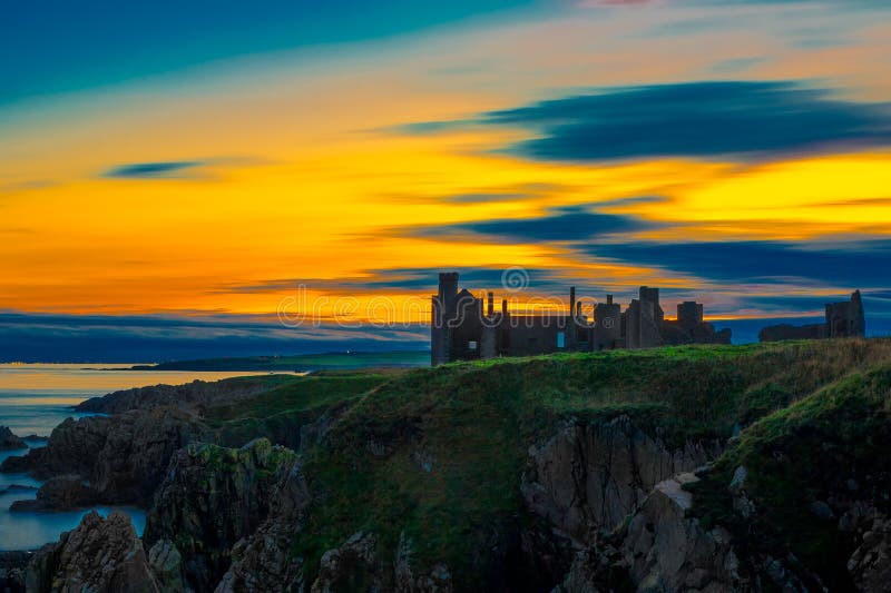 Ruins of the Historical Slains Castle in Scotland Stock Photo - Image ...