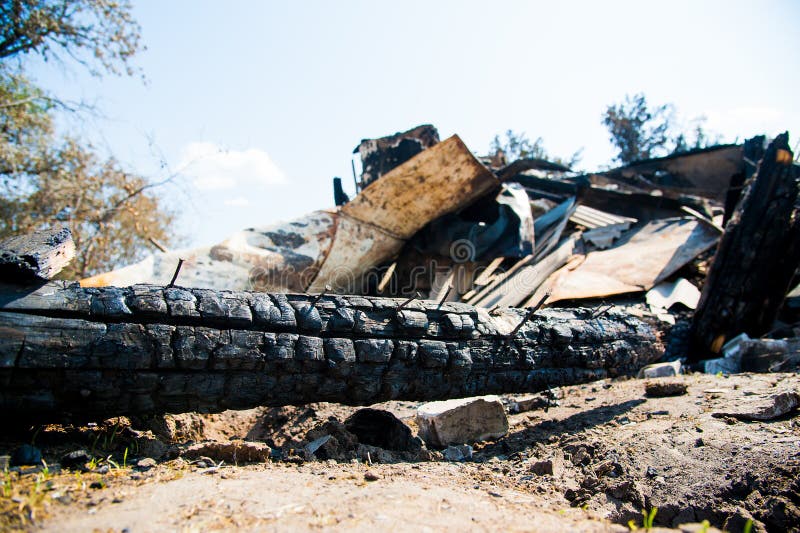 Ruins of house after fire stock image. Image of damage - 101472927