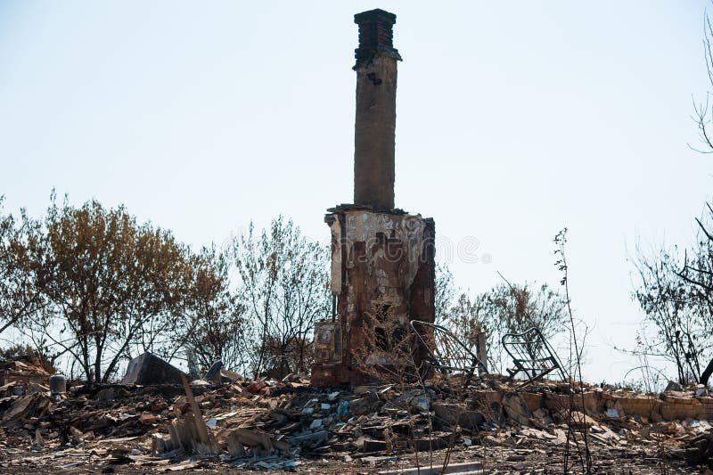 Ruins of house after fire stock photo. Image of destruction - 101473404