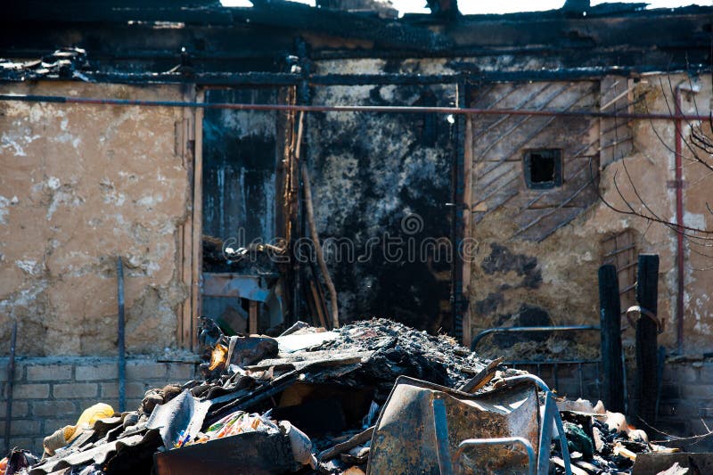 Ruins of house after fire stock image. Image of home - 102313907
