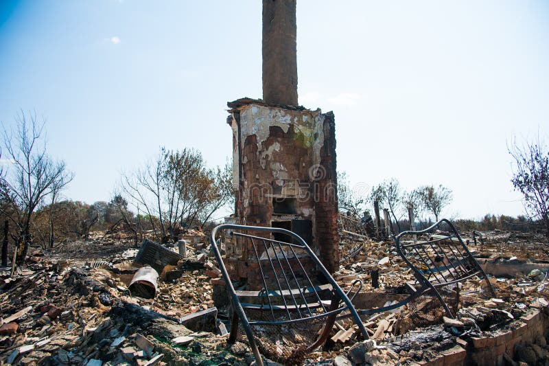 Ruins of house after fire stock image. Image of damage - 103494965