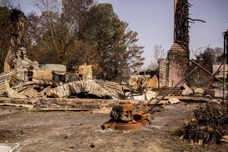Ruins of House Burnt during Bushfires in Australia Stock Image - Image ...